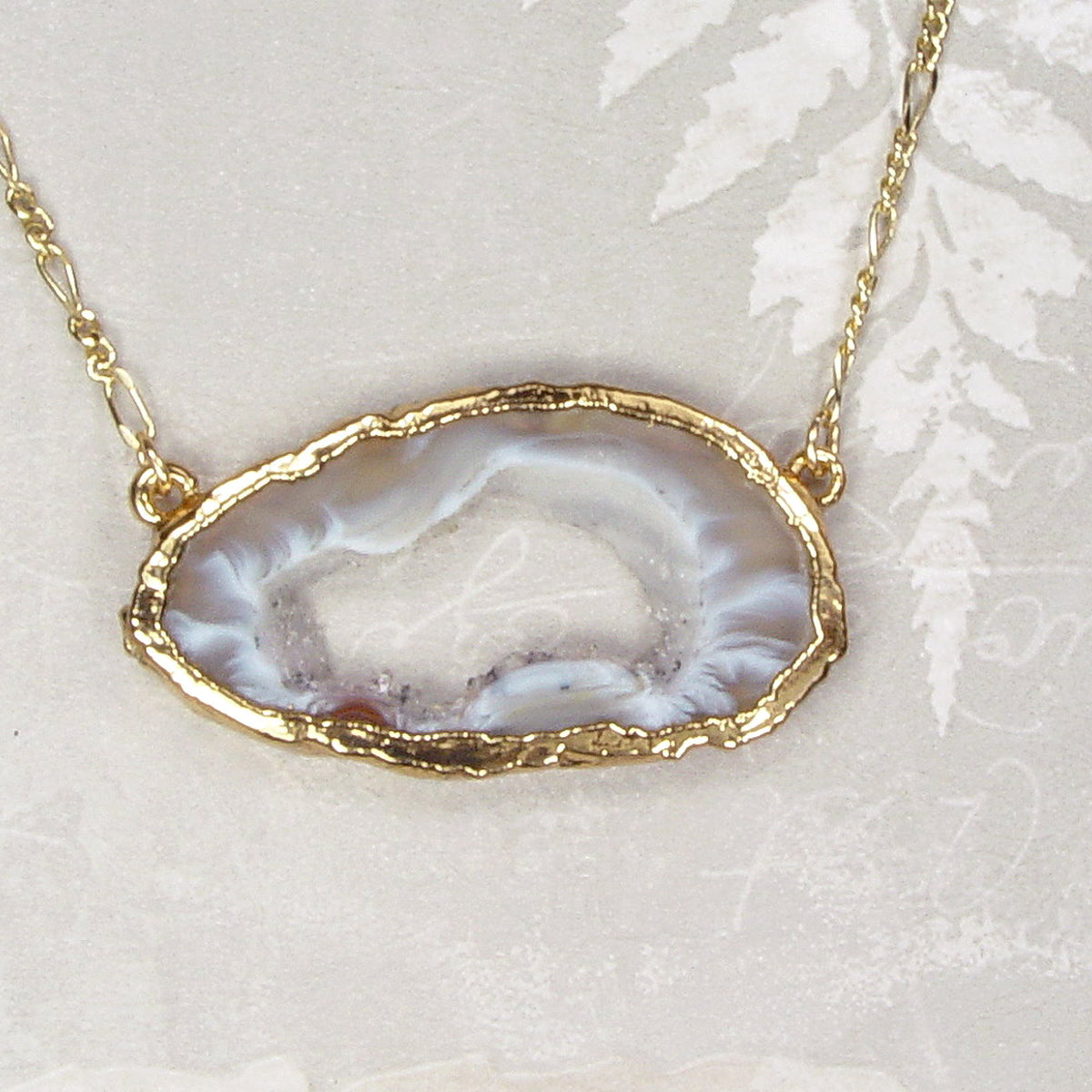 Geode Slice Necklace with 18k Electroformed Gold on Gold-Filled Chain ...