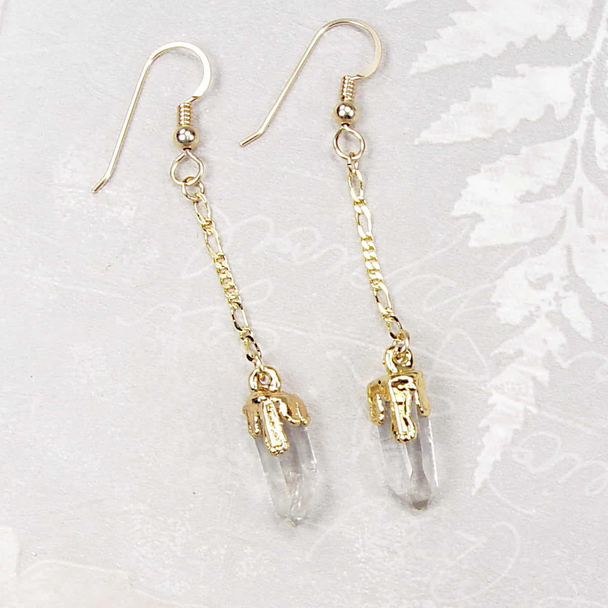 Quartz Crystal Earrings with Hypo-Allergenic Earring Wires & 18k Elect ...